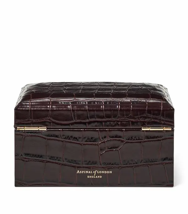 ASPINAL OF LONDON Leather Croc-embossed Watch And Cufflinks Box