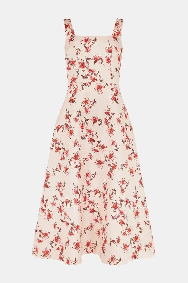 EMILIA WICKSTEAD Shiloh Summer Lillies Taffeta Faille Dress - Red
