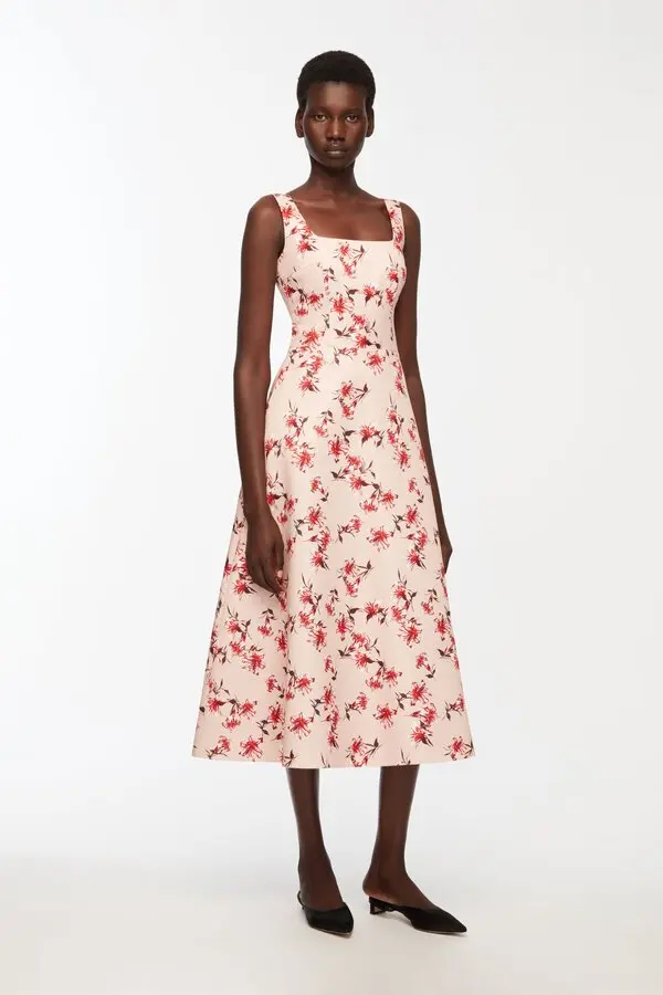 EMILIA WICKSTEAD Floral Print Midi Dress - Red