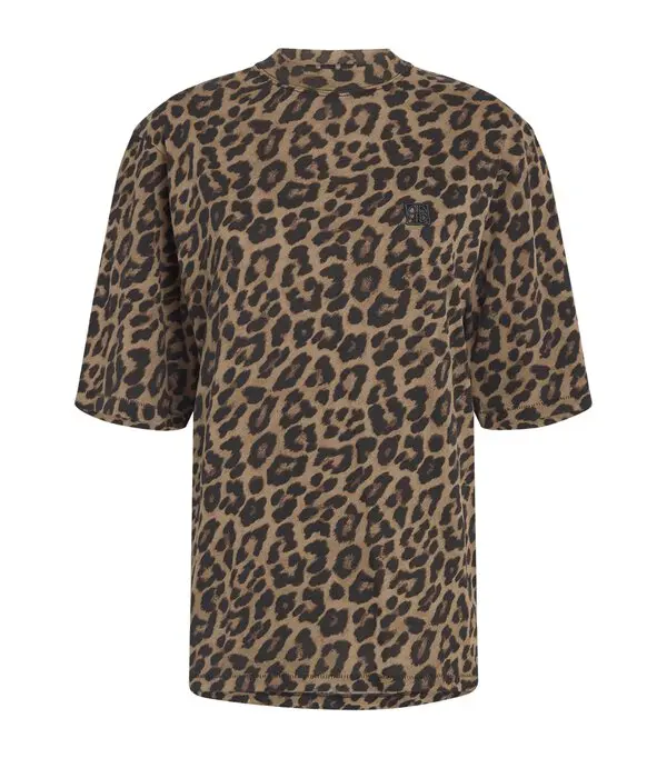 ANINE BING Avi Leopard Print T-shirt - Brown