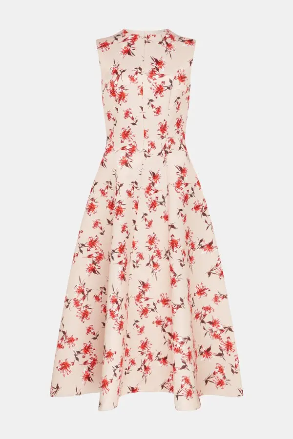 EMILIA WICKSTEAD Mara Dress In Summer Lilies Print Taffeta Faille - Red