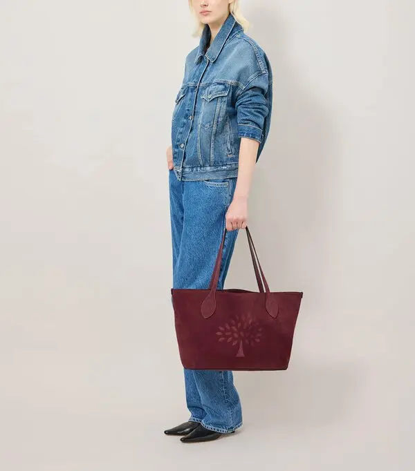 Mulberry Suede Tote Bag With Logo