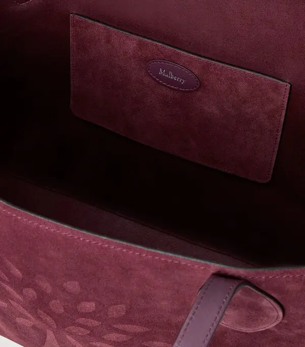Mulberry Suede Tote Bag With Logo