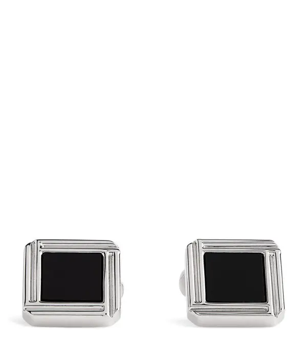 BABETTE WASSERMAN LONDON Rhodium-plated Celtic Onyx Cufflinks - Silver