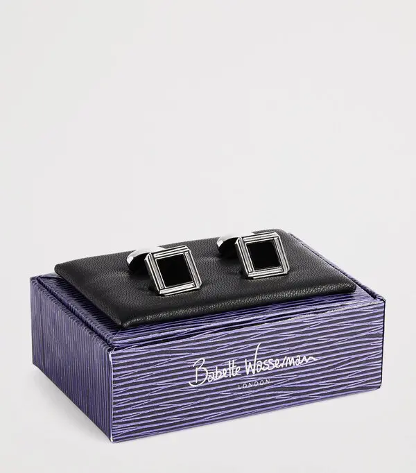 BABETTE WASSERMAN LONDON Rhodium-plated Celtic Onyx Cufflinks