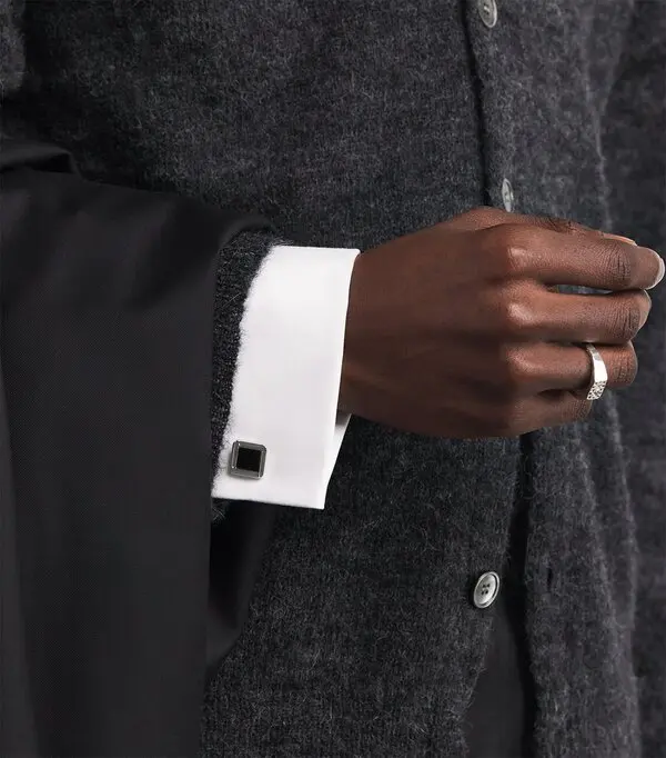 BABETTE WASSERMAN LONDON Rhodium-plated Celtic Onyx Cufflinks