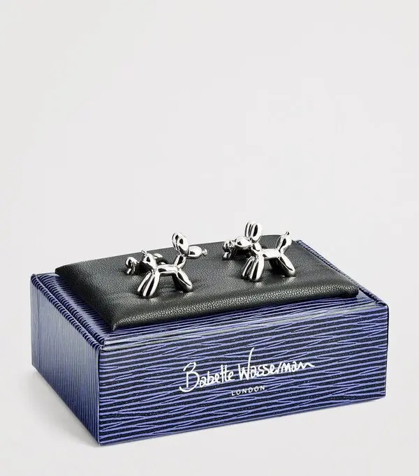 BABETTE WASSERMAN LONDON Rhoium-plated Balloon Dog Cufflinks