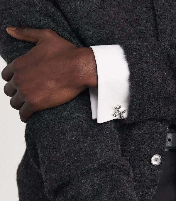 BABETTE WASSERMAN LONDON Rhoium-plated Balloon Dog Cufflinks