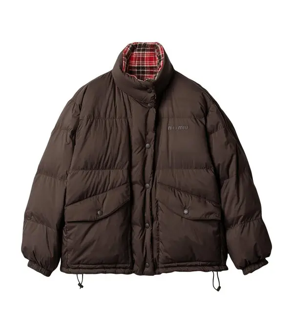Miu Miu Technical Pongé Down Reversible Jacket - Red