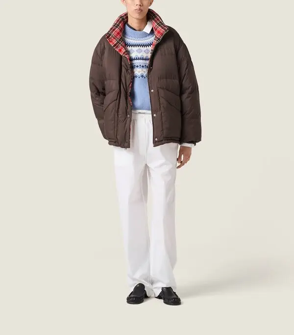 Miu Miu Technical Pongé Down Reversible Jacket - Red