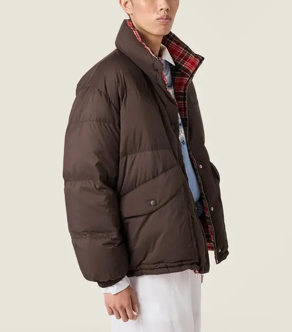 Miu Miu Technical Pongé Down Reversible Jacket - Red