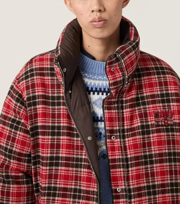 Miu Miu Technical Pongé Down Reversible Jacket - Red