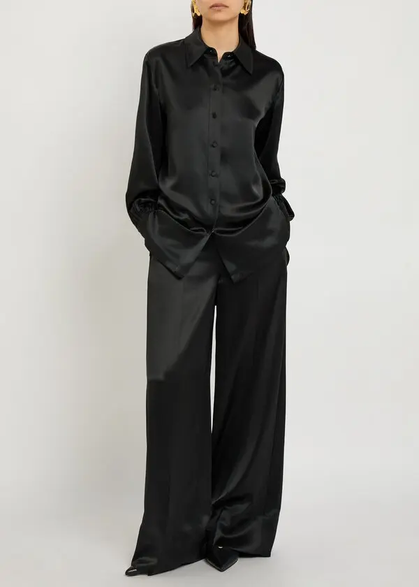 JOSEPH Straight-leg Satin Trousers - Black