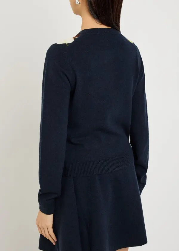 GANNI Argyle Wool And Cashmere-blend Cardigan - Multicoloured