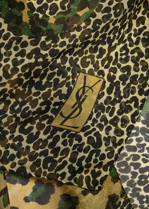 Saint Laurent Leopard-print Silk Scarf
