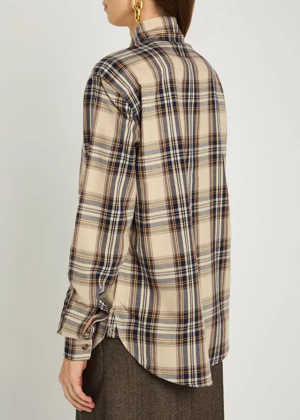 Saint Laurent Checked Tie-neck Cotton-blend Shirt