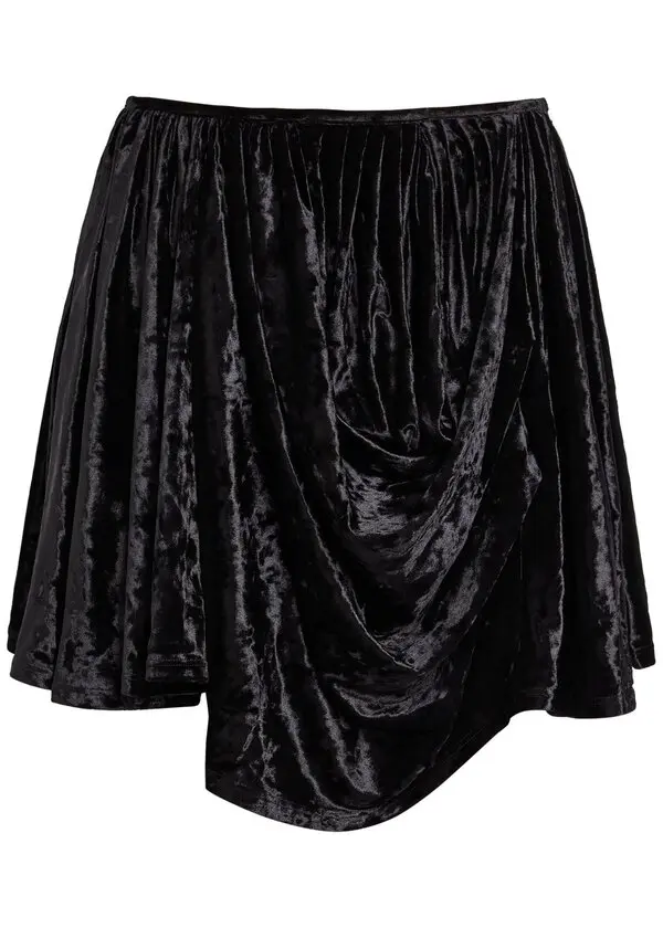 GANNI Draped Asymmetric Velour Mini Skirt