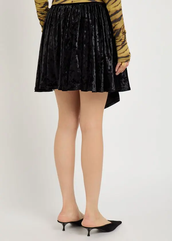 GANNI Draped Asymmetric Velour Mini Skirt