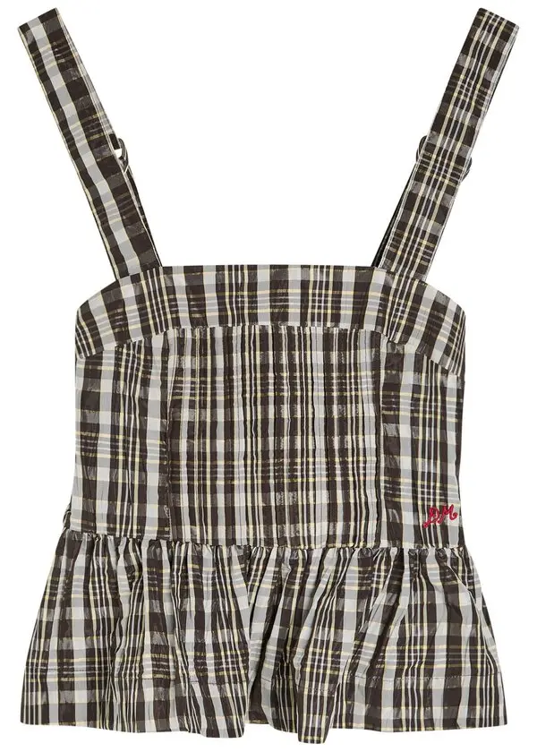 DAMSON MADDER Thalia Checked Pintucked Cami Top