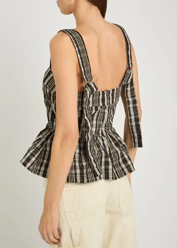 DAMSON MADDER Thalia Checked Pintucked Cami Top