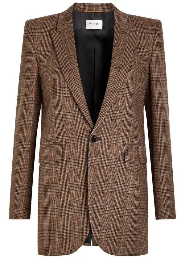 Saint Laurent Houndstooth Wool And Cashmere-blend Blazer