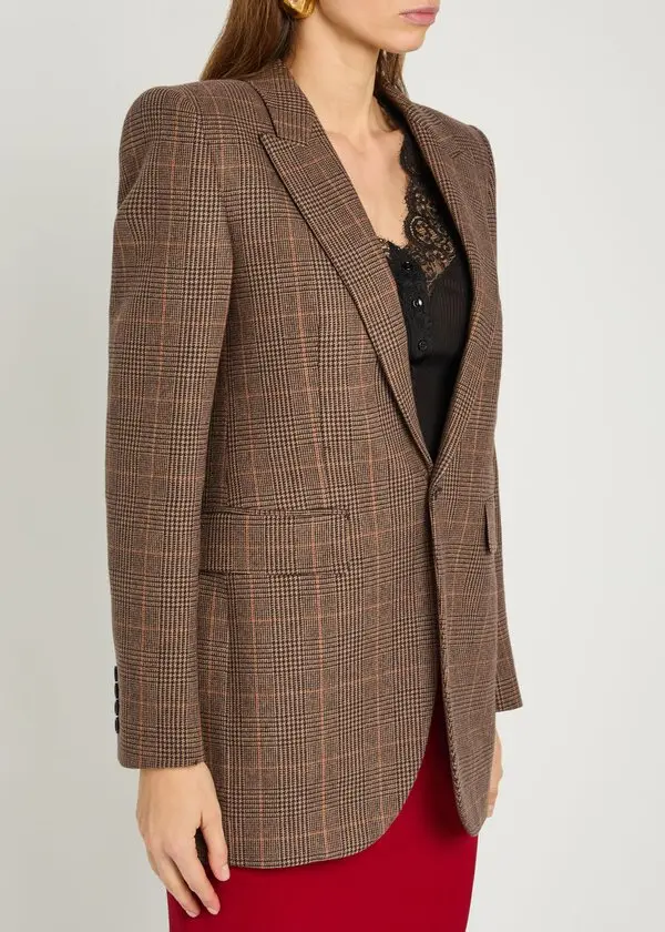 Saint Laurent Houndstooth Wool And Cashmere-blend Blazer