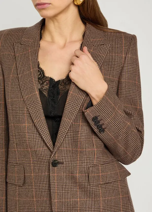 Saint Laurent Houndstooth Wool And Cashmere-blend Blazer