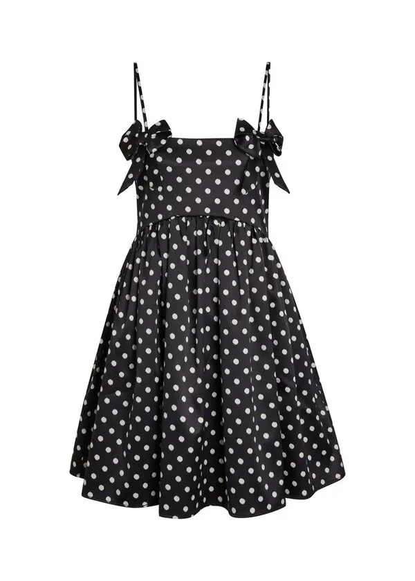 GANNI Polka-dot Stretch-satin Mini Dress
