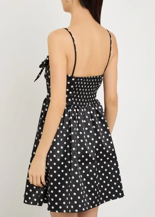 GANNI Polka-dot Stretch-satin Mini Dress
