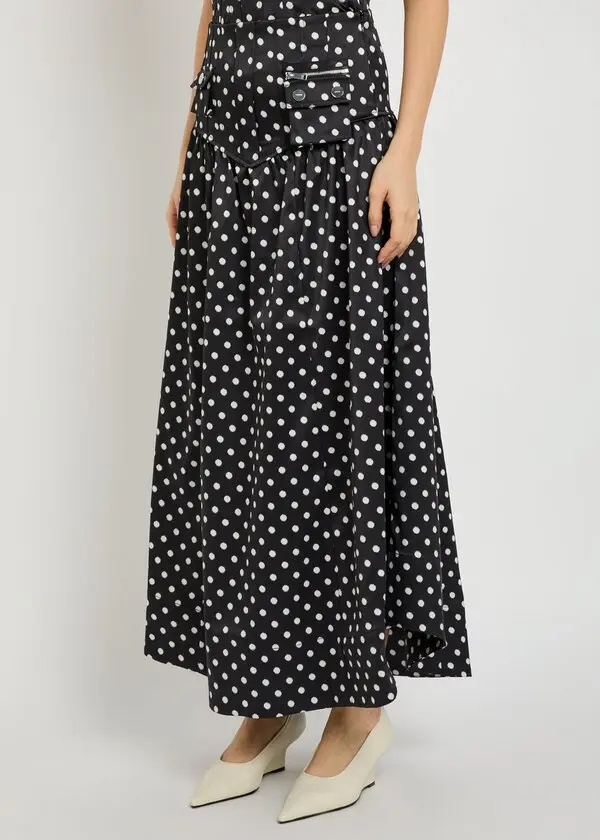 GANNI Polka Dot Satin Maxi Skirt