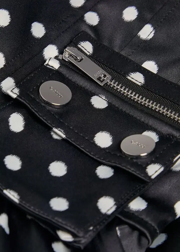 GANNI Polka Dot Satin Maxi Skirt