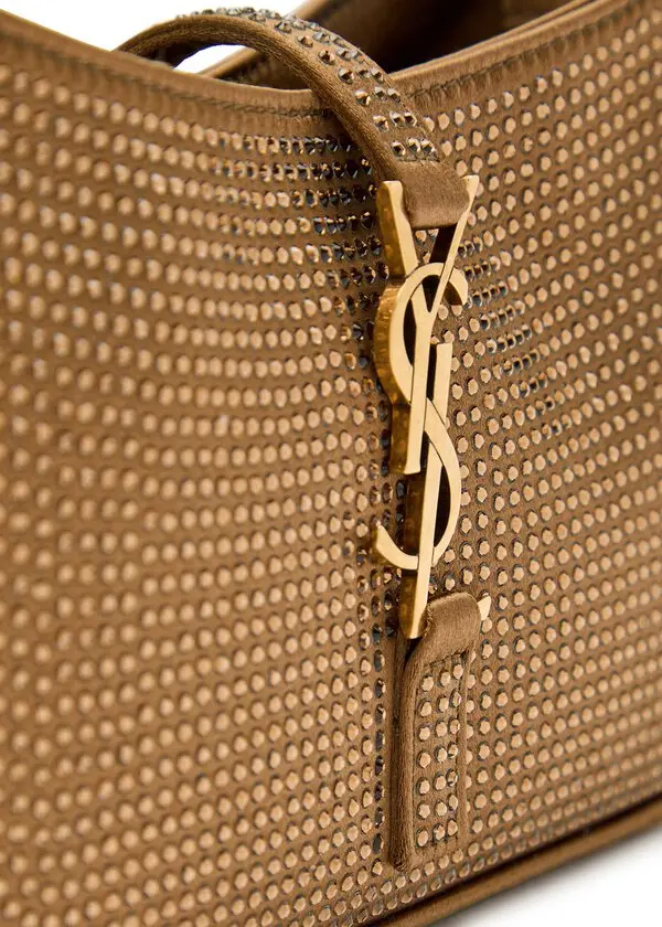 Saint Laurent Le 5 À 7 Mini Embellished Satin Top Handle Bag - Brown