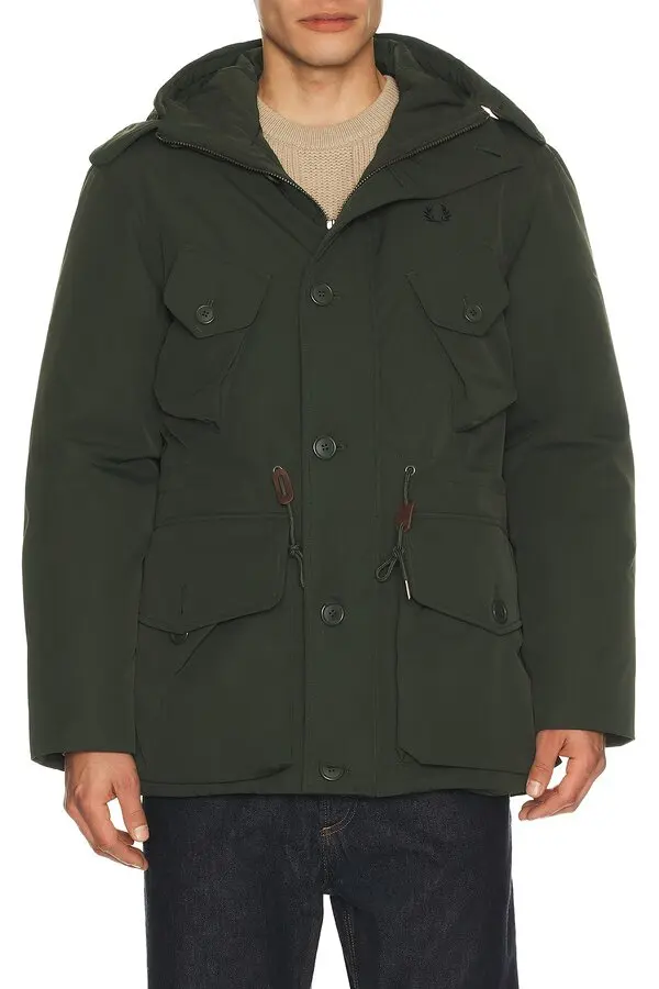 Fred Perry Patch Pocket Puffer Jacket - Court Green