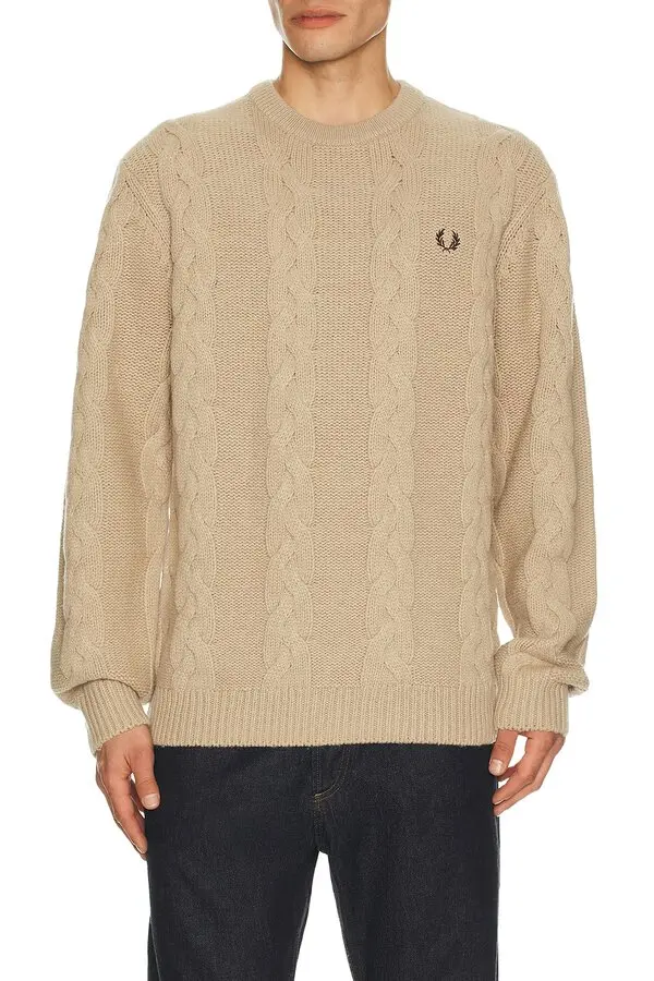 Fred Perry Chunky Cable Knit Jumper - Warm Oat