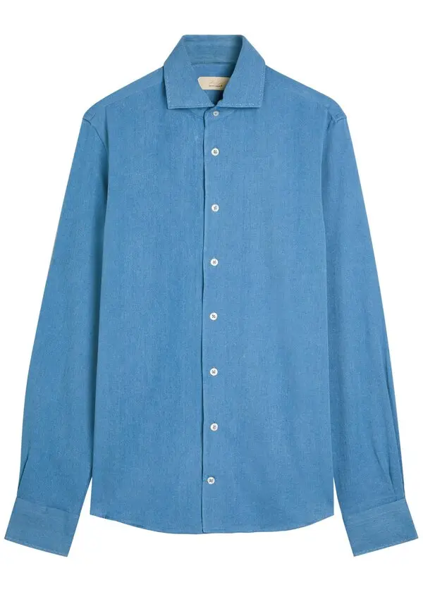AURELIEN Chambray Shirt - Mid Blu