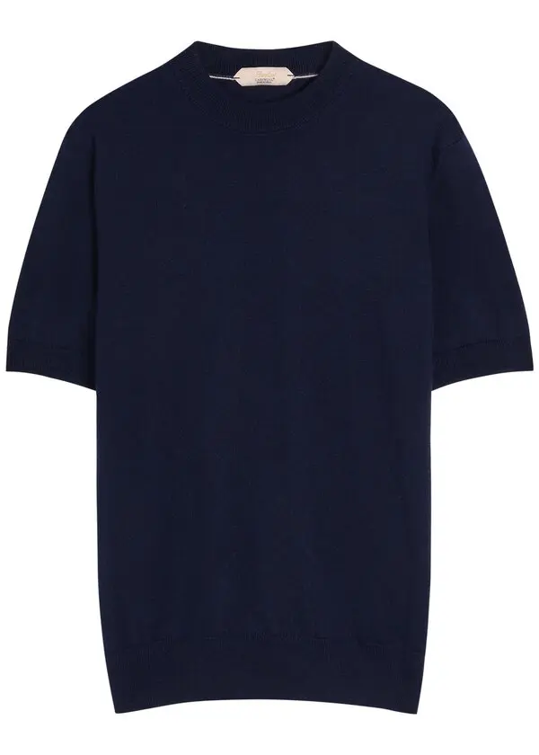 AURELIEN Merino Wool Polo Shirt - Navy