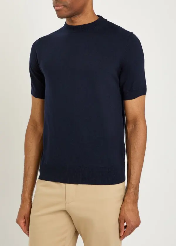 AURELIEN Merino Wool Polo Shirt - Navy