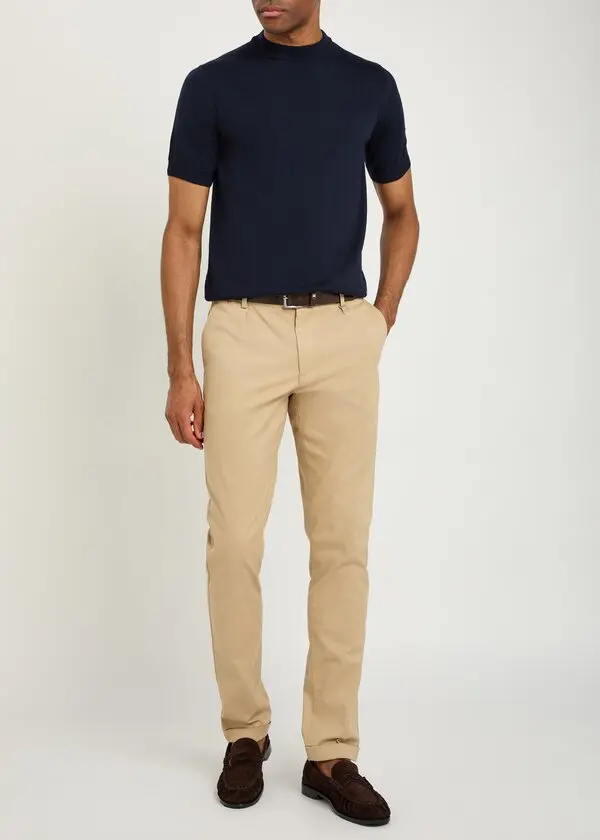AURELIEN Merino Wool Polo Shirt - Navy