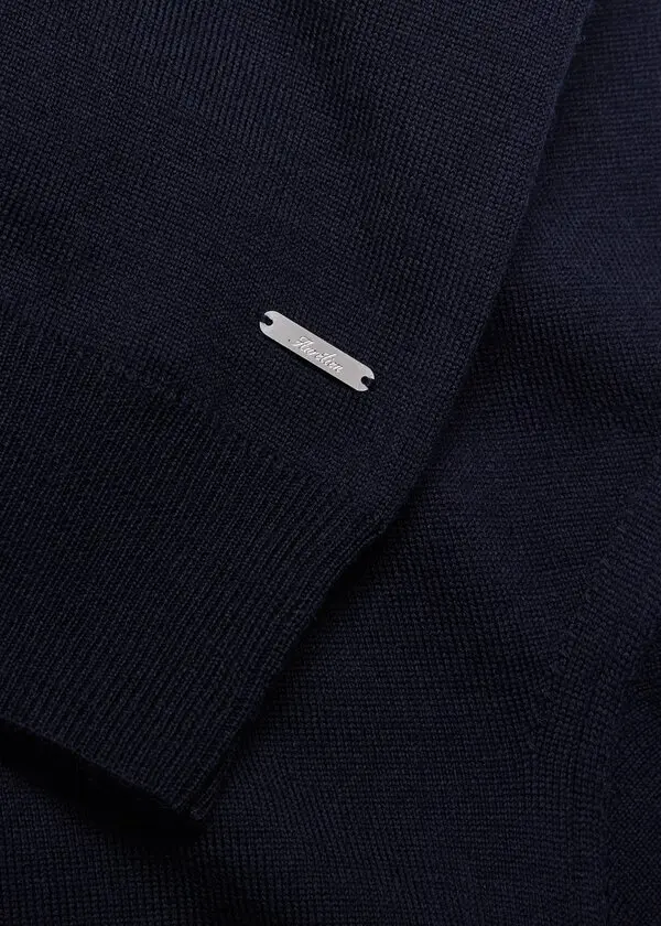 AURELIEN Merino Wool Polo Shirt - Navy