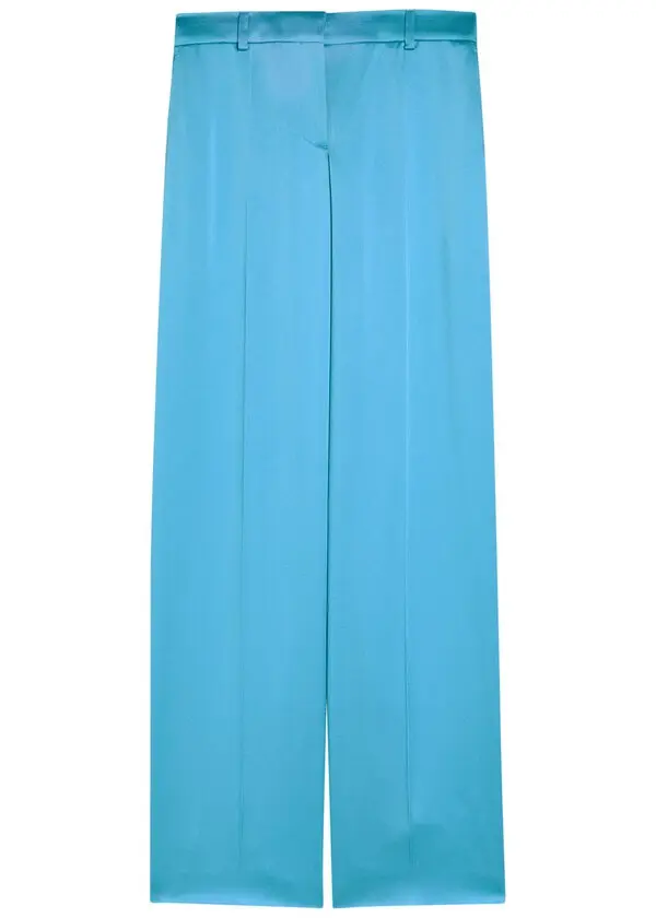 Stella McCartney Wide-leg Satin Trousers - Blue