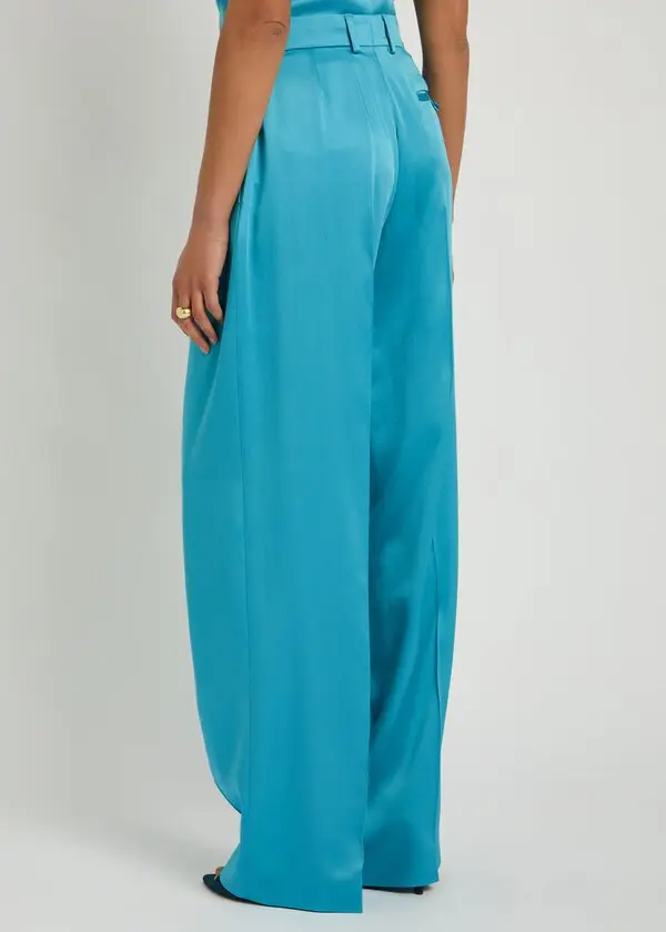 Stella McCartney Wide-leg Satin Trousers - Blue