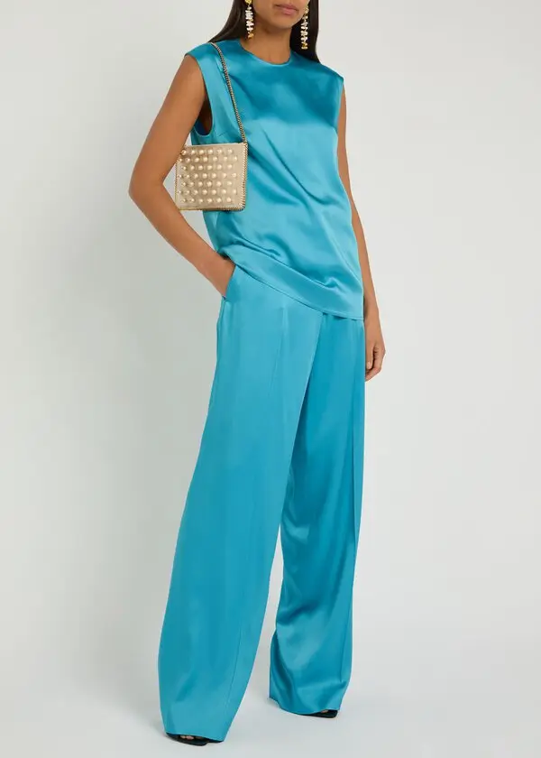 Stella McCartney Wide-leg Satin Trousers - Blue