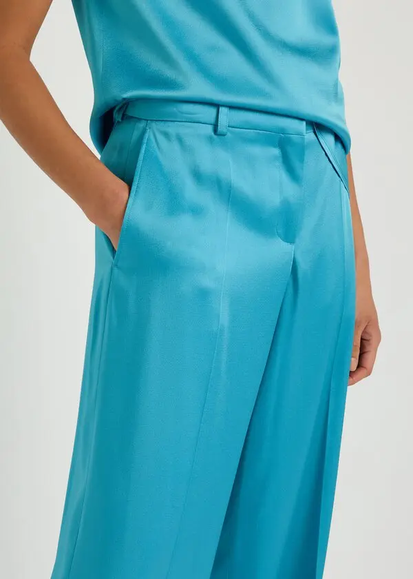 Stella McCartney Wide-leg Satin Trousers - Blue