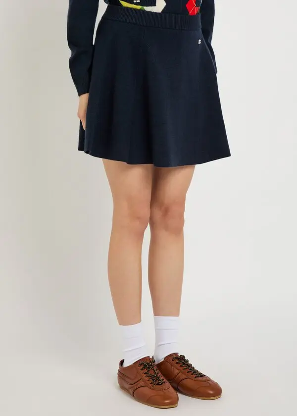 GANNI Wool And Cashmere-blend Mini Skirt - Navy