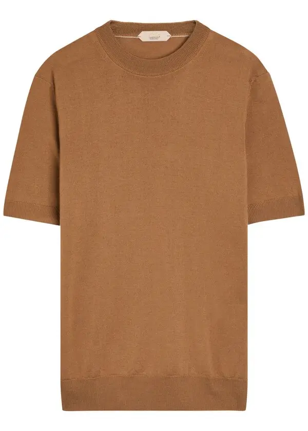 AURELIEN Knit Merino Wool T-shirt - Caramel