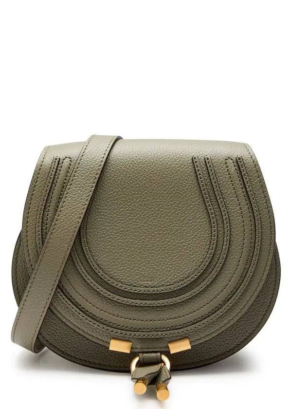 Chloé Marcie Small Grained Leather Saddle Bag - Green