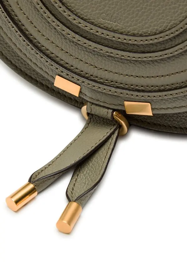 Chloé Marcie Small Grained Leather Saddle Bag - Green