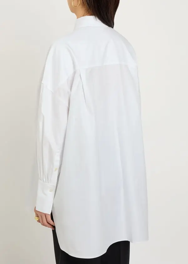 JOSEPH Contrasting-neck Pintuck Cotton Blouse