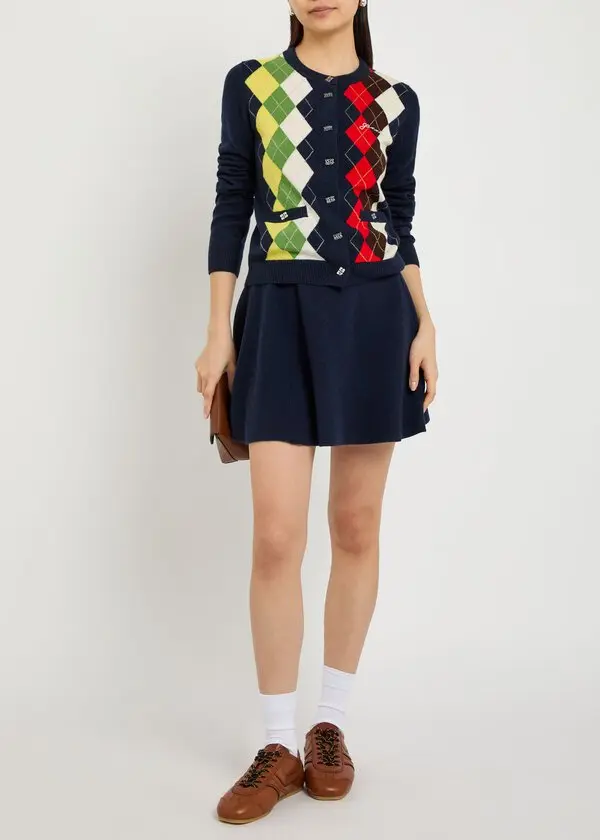 GANNI Argyle Wool And Cashmere-blend Cardigan - Multicoloured