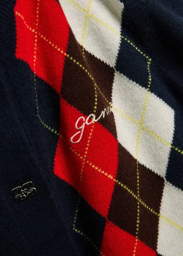 GANNI Argyle Wool And Cashmere-blend Cardigan - Multicoloured